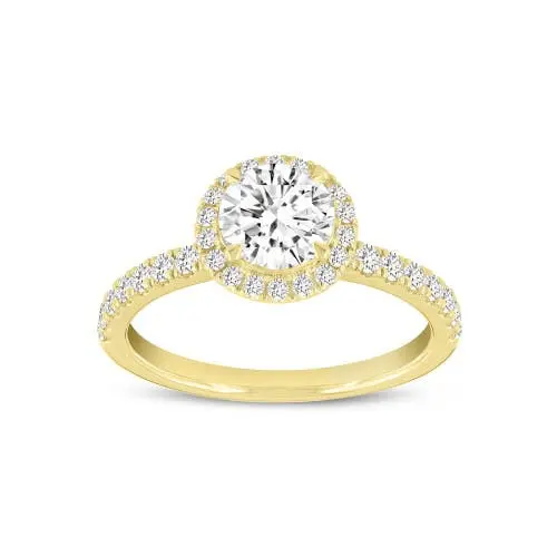 LUVMYJEWELRY 1.5 Ctw Paloma Round Cut Lab Grown Diamond Halo Ring - 14k Yellow Gold
