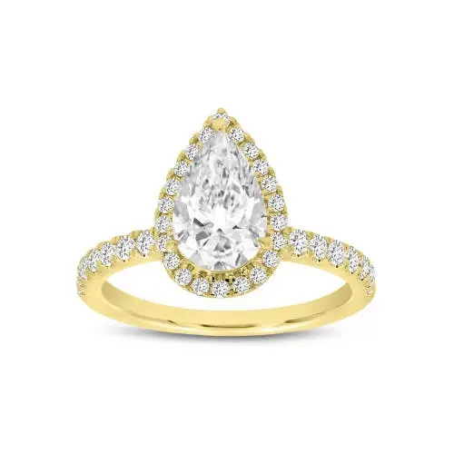 LUVMYJEWELRY Noor Pear 2.0 Ct Lab Grown Diamond Engagement Ring - 14k Yellow Gold