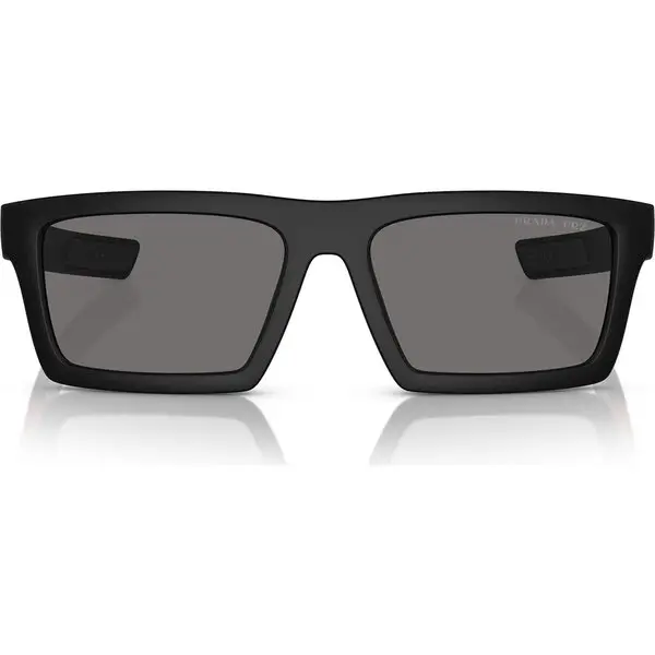Prada 55mm Rectangular Sunglasses - Matte Black