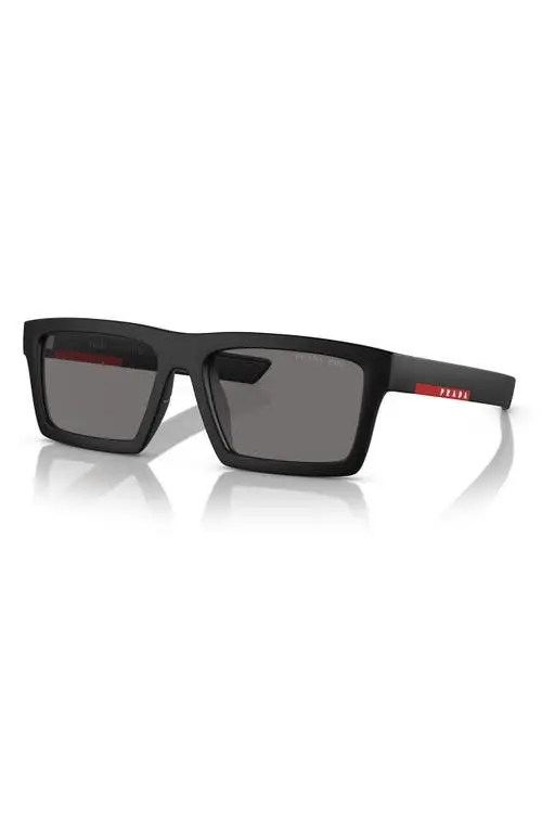 Prada 55mm Rectangular Sunglasses - Matte Black
