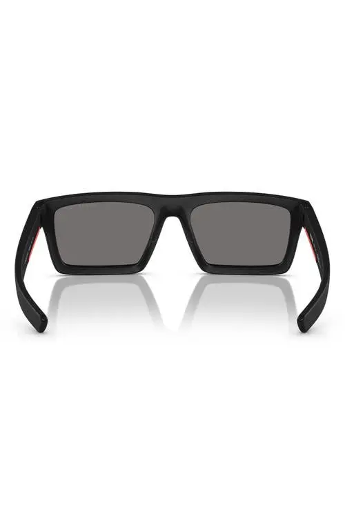 Prada 55mm Rectangular Sunglasses - Matte Black