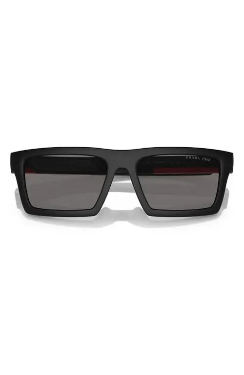 Prada 55mm Rectangular Sunglasses - Matte Black