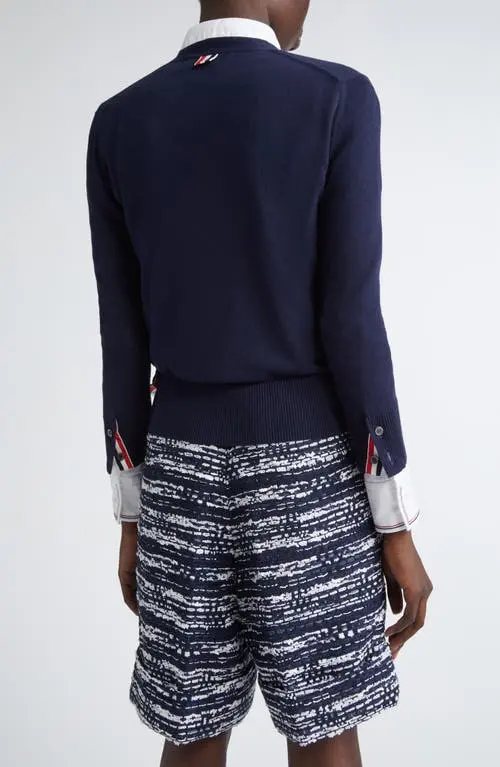 Thom Browne Jersey Stitch V-neck Cotton Cardigan