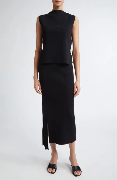 Victoria Beckham Multislit Ribbed Midi Skirt