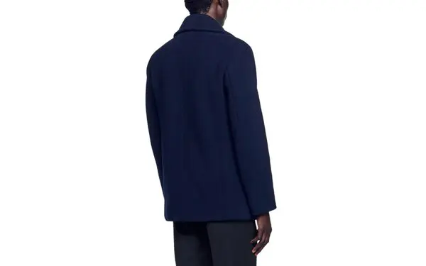 Sandro Wool Blend Pea Coat - Navy Blue