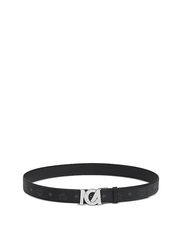 Mcm M Art Reversible Belt In Visetos - Black