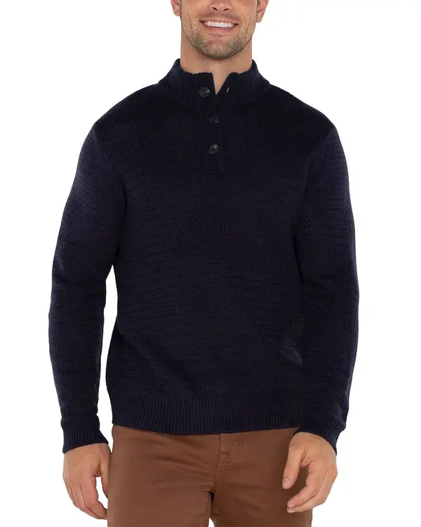 LIVERPOOL Mock Neck Pullover Sweater - Navy