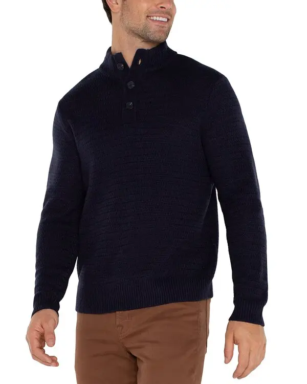 LIVERPOOL Mock Neck Pullover Sweater - Navy