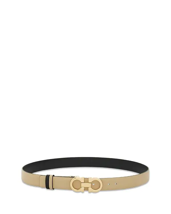 FERRAGAMO Adjustable & Reversible Gancini Belt - Stone