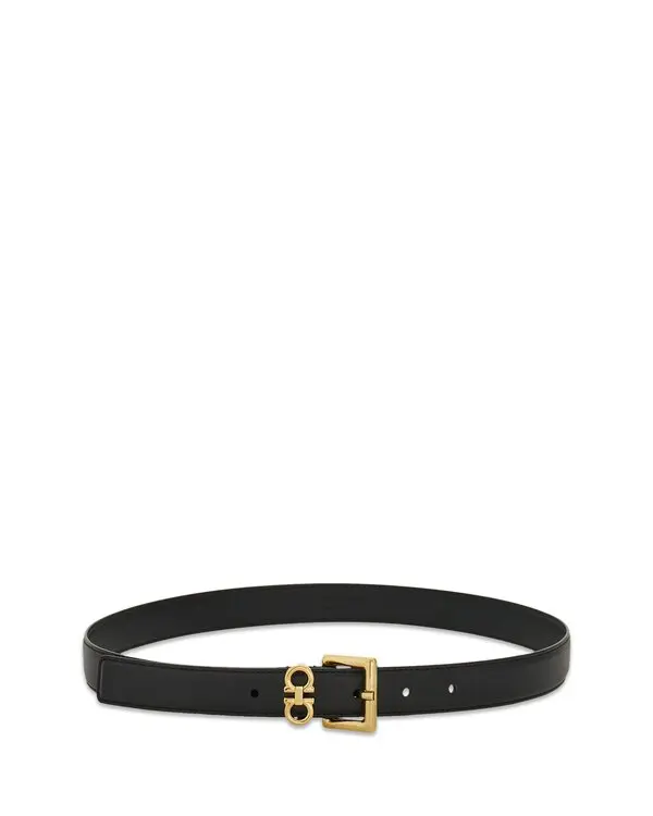FERRAGAMO Double Gancini Fixed Belt - Nero