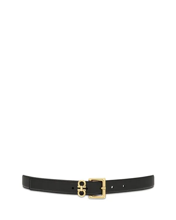FERRAGAMO Double Gancini Fixed Belt - Nero