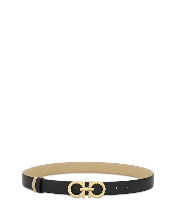 FERRAGAMO Adjustable & Reversible Gancini Belt - Nero