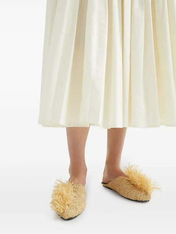 JIL SANDER Straw-embellished Slippers