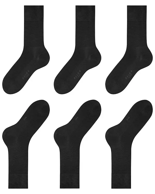 Falke Tiago Cotton Blend Crew Socks Pack Of 3 - Black