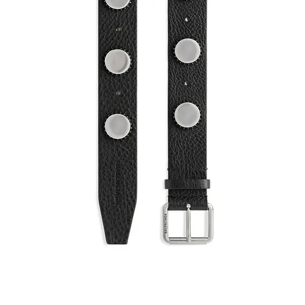 Balenciaga Bottle Caps Leather Belt - Black