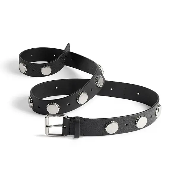 Balenciaga Bottle Caps Leather Belt - Black