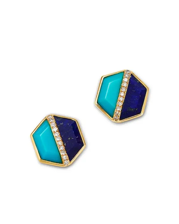 Bloomingdale'S 14k Yellow Gold Stud Earrings - Blue/gold