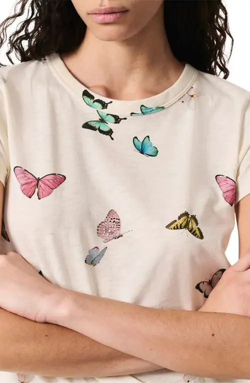 Rag & Bone Ozzy Butterfly Print T-shirt - Ivory Multi