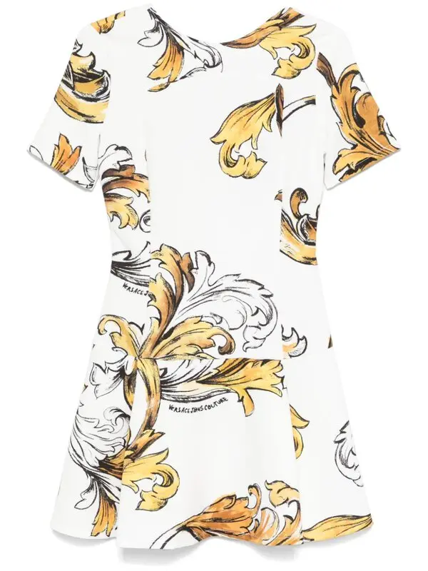 Versace Barocco-print Mini Dress - White