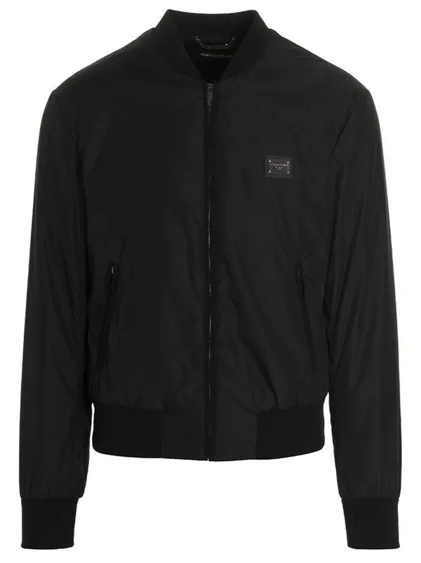 Dolce & Gabbana Dg Essential Nylon Bomber Jacket - Black