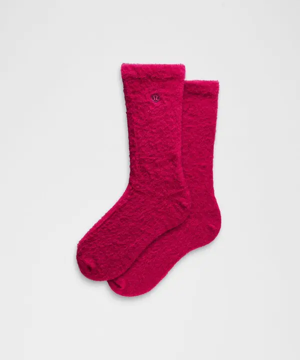 Lululemon Fuzzy Crew Socks - Berry Rumble