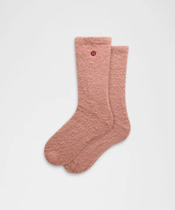 Lululemon Fuzzy Crew Socks - Red Clay