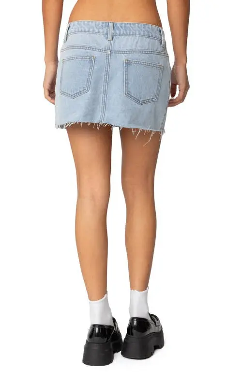 EDIKTED Embellished Denim Miniskirt - Light-blue