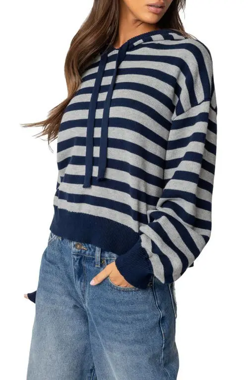 EDIKTED Stripe Hooded Cotton Sweater