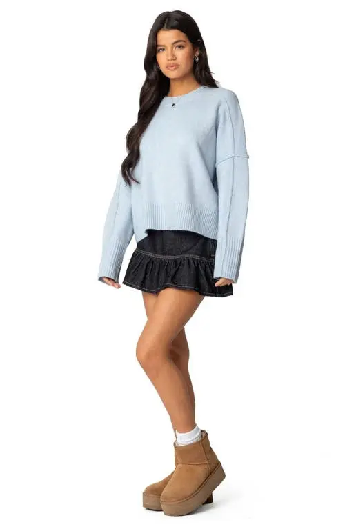 EDIKTED Shirley Oversized Crewneck Sweater - Light-blue