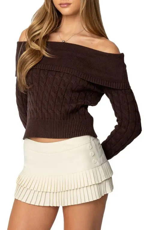 EDIKTED Glenn Off-the-shoulder Crop Sweater