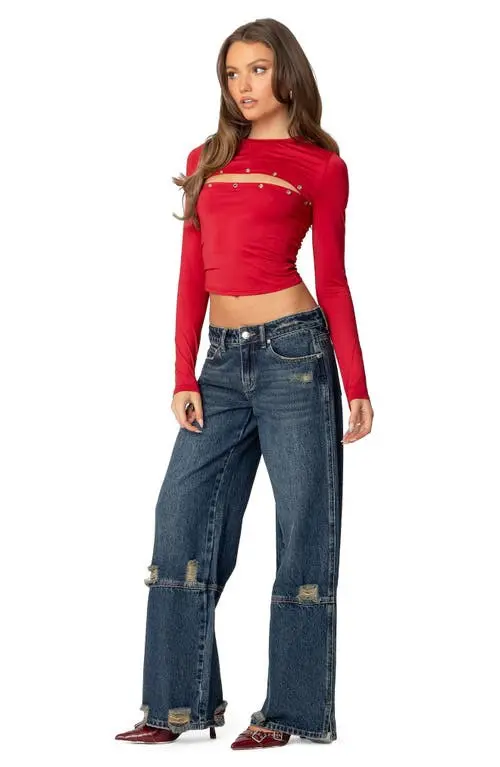EDIKTED Revi Cutout Grommet Crop Top