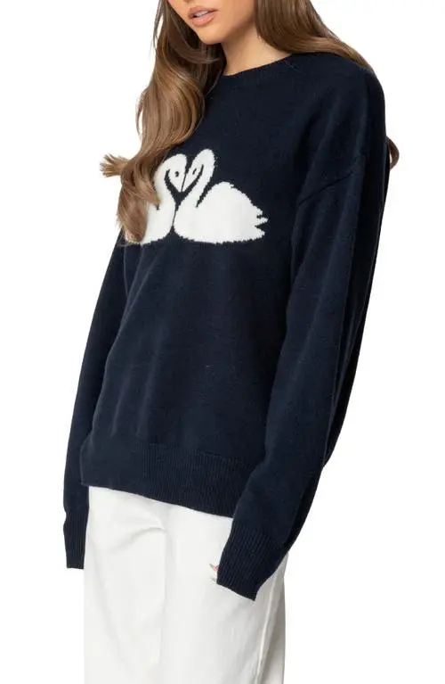 EDIKTED Swan Oversize Sweater - Navy