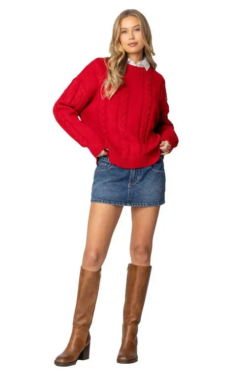 EDIKTED Acacia Oversize Cotton Cable Sweater
