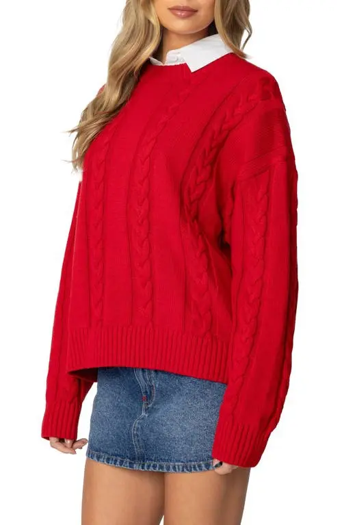 EDIKTED Acacia Oversize Cotton Cable Sweater
