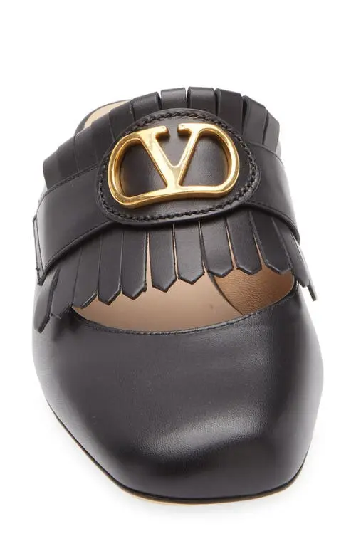 Valentino Garavani Vlogo Kiltie Loafer Mule In Black - 64  display picture 3