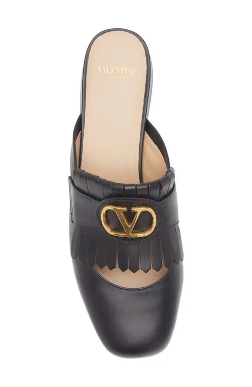 Valentino Garavani Vlogo Kiltie Loafer Mule In Black - 64  display picture 1