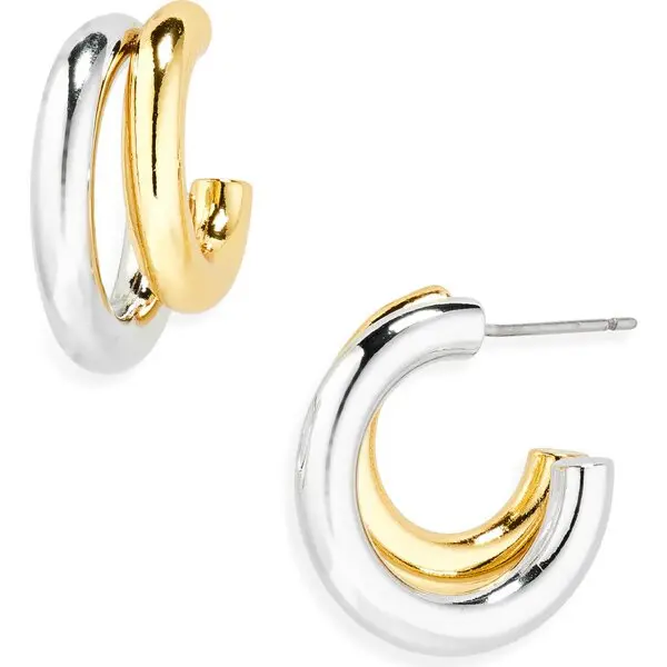Shashi Two-tone Double Hoop Earrings - Gold/silver