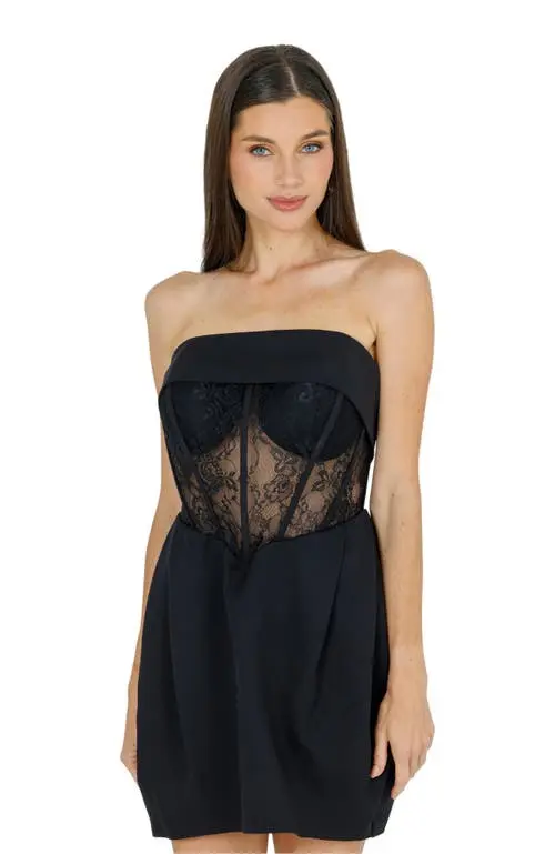 AKALIA Daisy Strapless Lace Corset Dress - Black