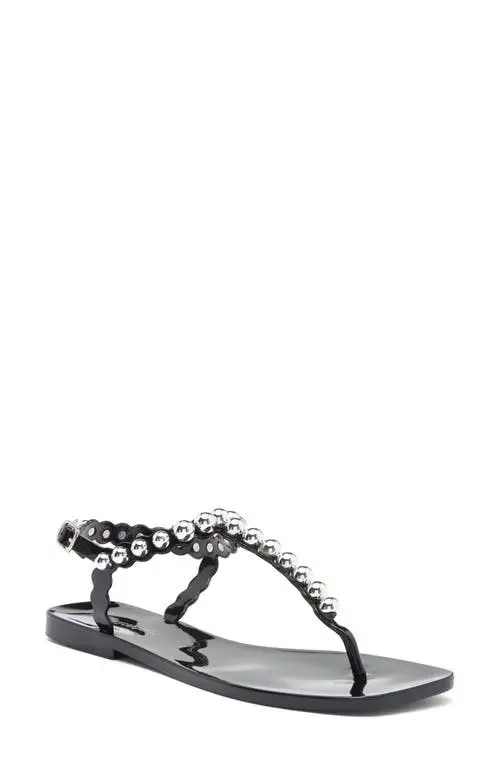 Jeffrey Campbell Plated Embellished Sandals - Black Shiny Silver
