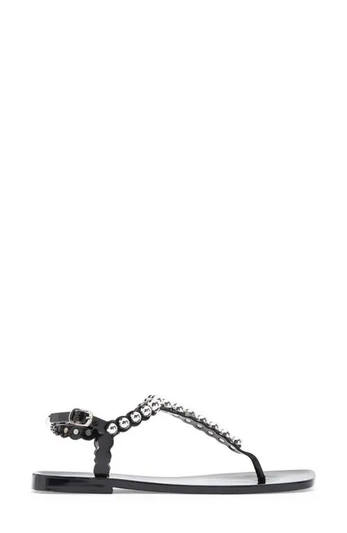 Jeffrey Campbell Plated Embellished Sandals - Black Shiny Silver