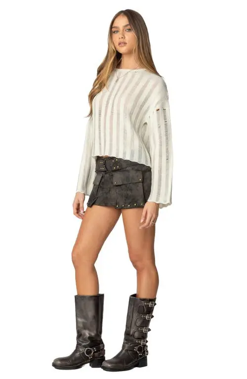 EDIKTED Marge Studded Faux Leather Miniskirt