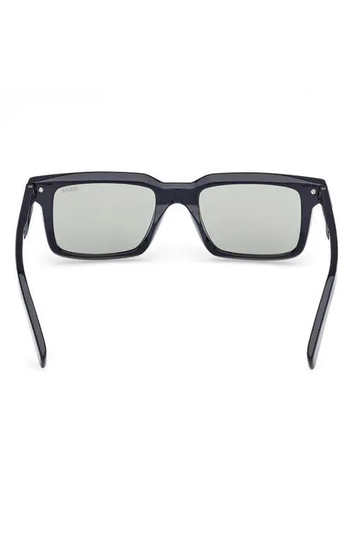 Zegna 53mm Rectangular Sunglasses - Shiny Blue / Matte Gunmetal