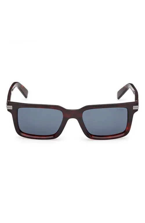 Zegna 53mm Rectangular Sunglasses - Shiny Red Havana