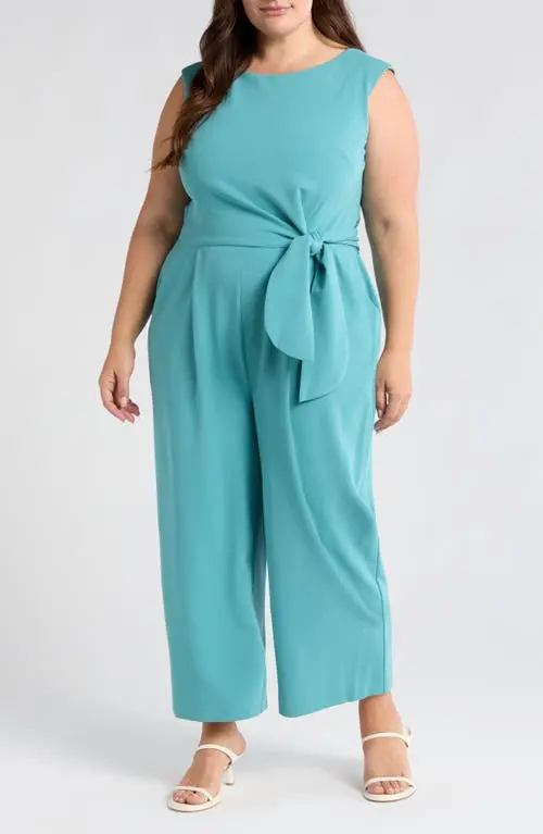 TAHARI ASL Side Tie Scuba Crepe Jumpsuit - Ultra Marine