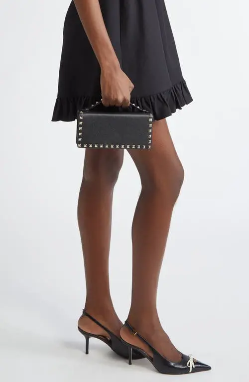 Valentino Garavani Rockstud Leather Wallet On A Chain - Black