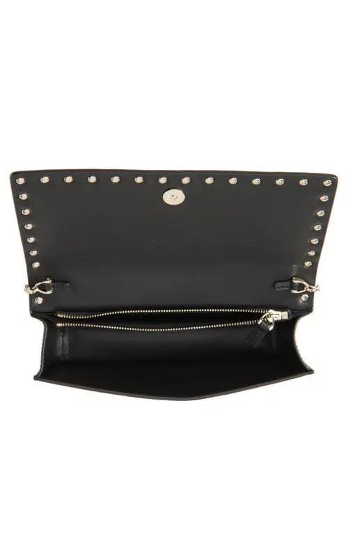 Valentino Garavani Rockstud Leather Wallet On A Chain - Black