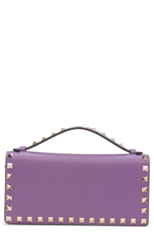 Valentino Garavani Rockstud Leather Wallet On A Chain - Violet