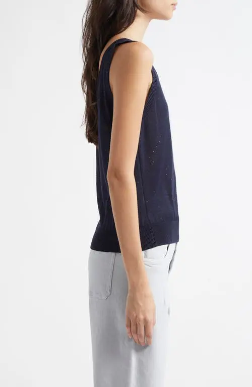 Eleventy Sequin Openwork Silk & Cotton Sweater Vest