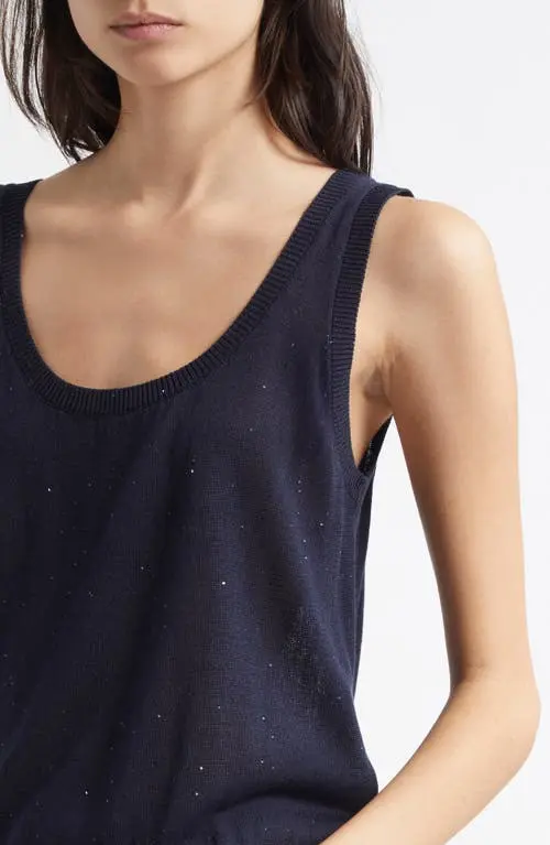 Eleventy Sequin Openwork Silk & Cotton Sweater Vest