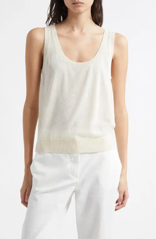Eleventy Sequin Openwork Silk & Cotton Sweater Vest - White